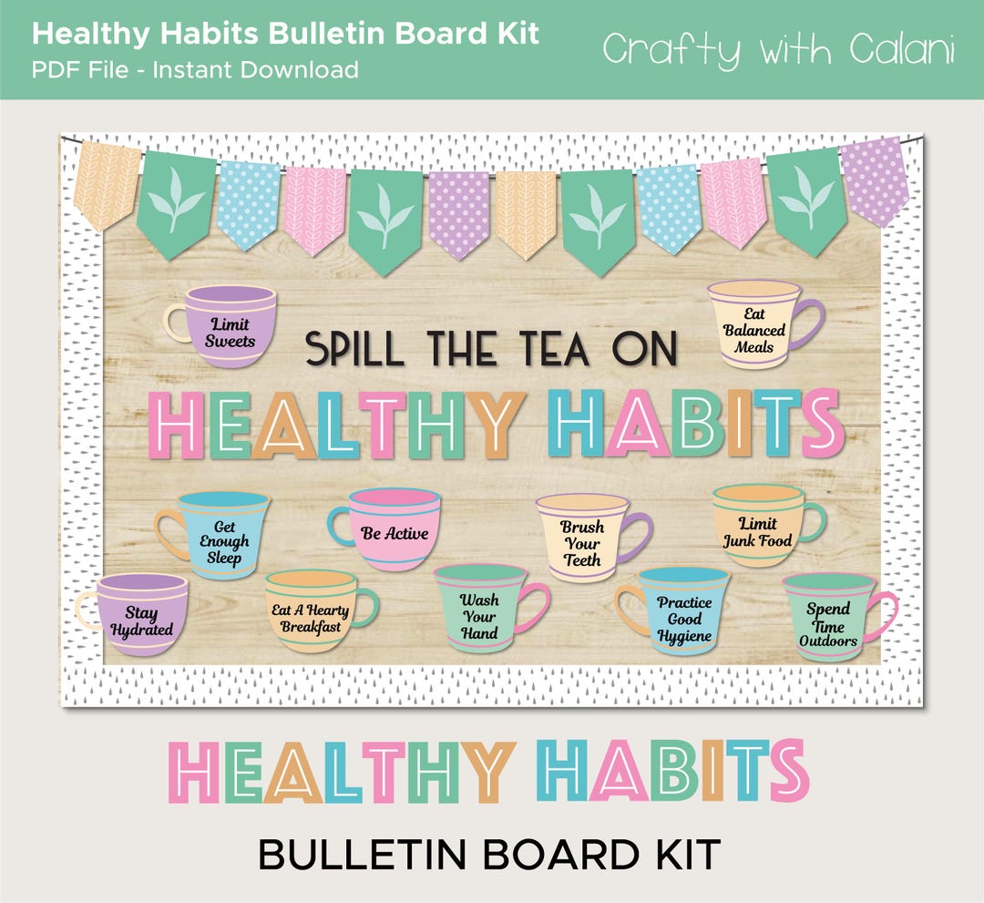 Healthy Habits Bulletin Board Kit, Healthy Habits School, Classroom ...