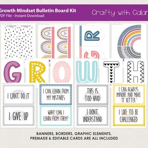 Growth Mindset Bulletin Board, Bright Rainbow Classroom Display, Change ...