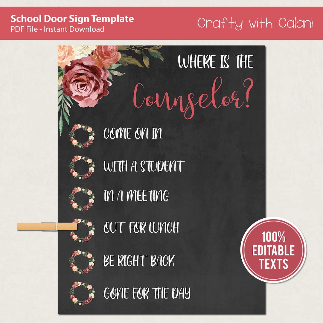 School Door Sign Template, Personalized Door Sign, Where is the ...