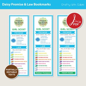 Scout Promise and Law, Scout Bookmark, Scout Troop Leader Printable ...