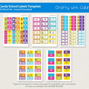 School Name Label Candy Shop School Label Template School - Etsy