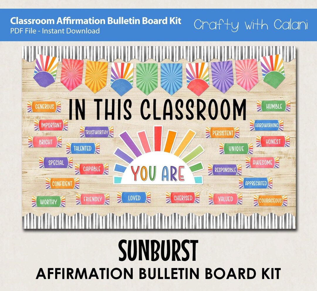 Positive Affirmation Bulletin Board, Classroom Door Decor, Rainbow ...