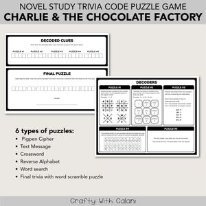 Charlie and the Chocolate Factory Trivia Puzzle, Escape Room, Novel ...