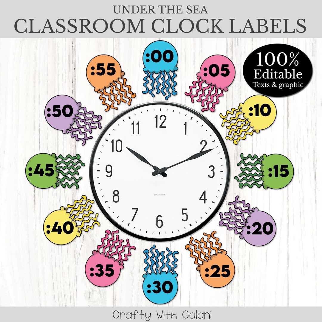 Clock Label Classroom Decoration, Ocean Theme Classroom, Telling Time ...