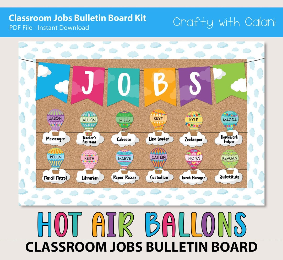 Balloon Classroom Jobs Display, Classroom Job Chart, Balloon Job Cards ...