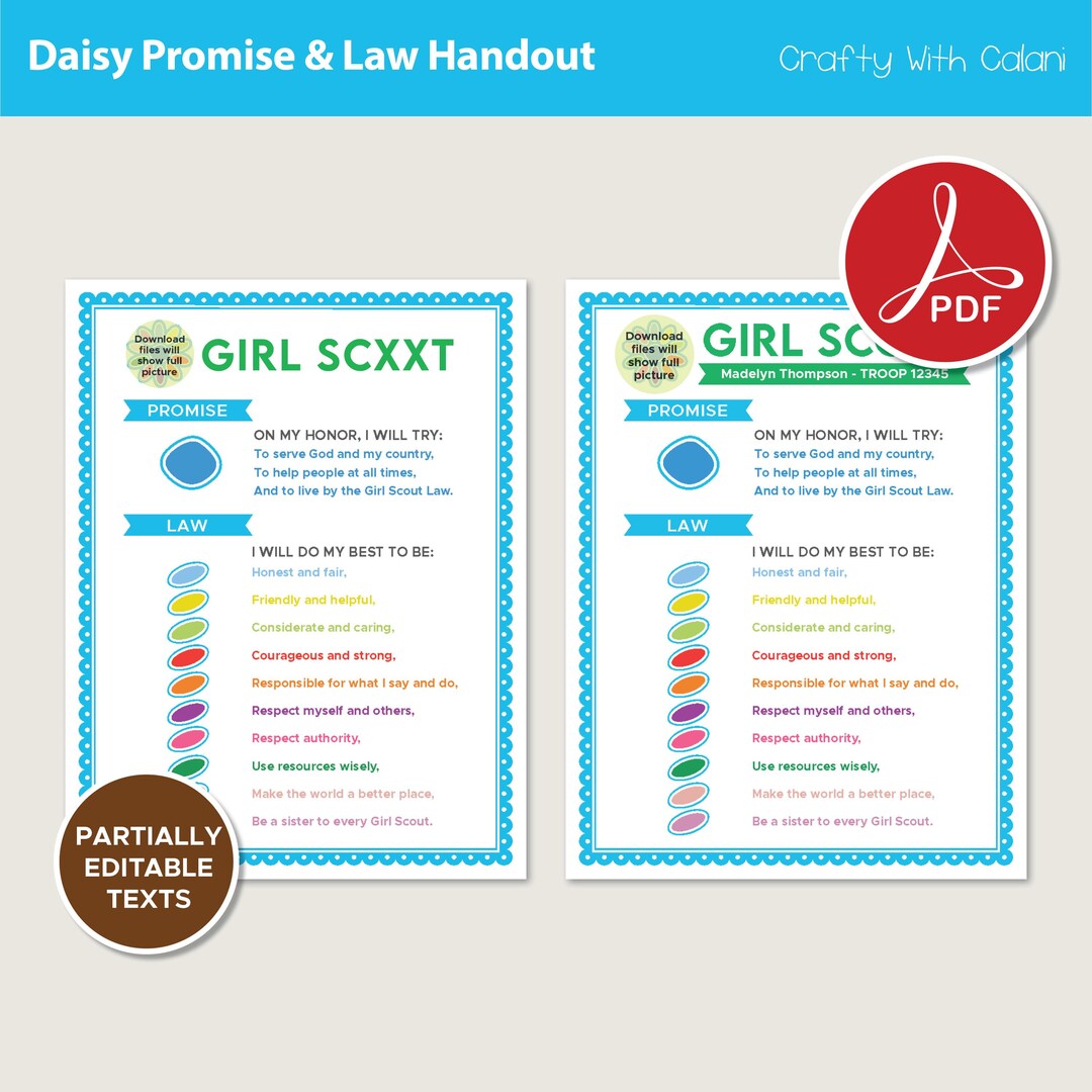 Scout Promise and Law, Scout Handout, Scout Troop Leader Printable ...