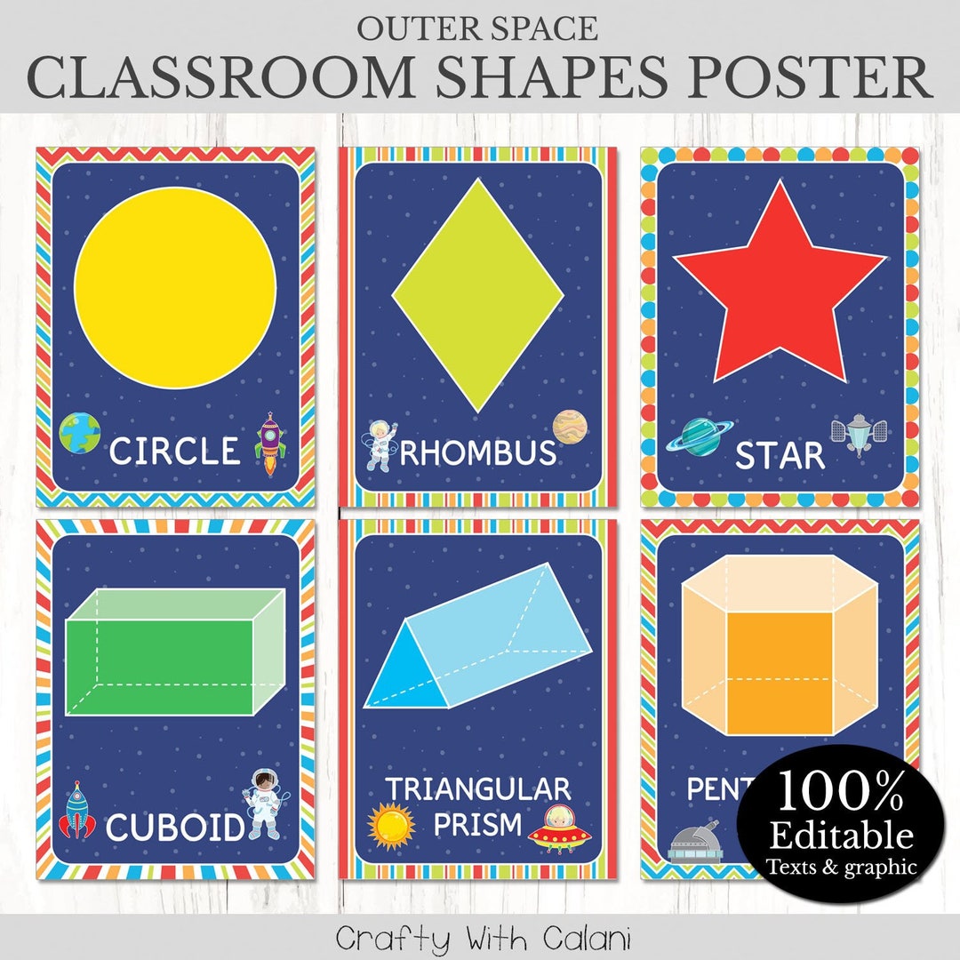 Shapes Poster Classroom Decoration Space Classroom Theme 2d And 3d