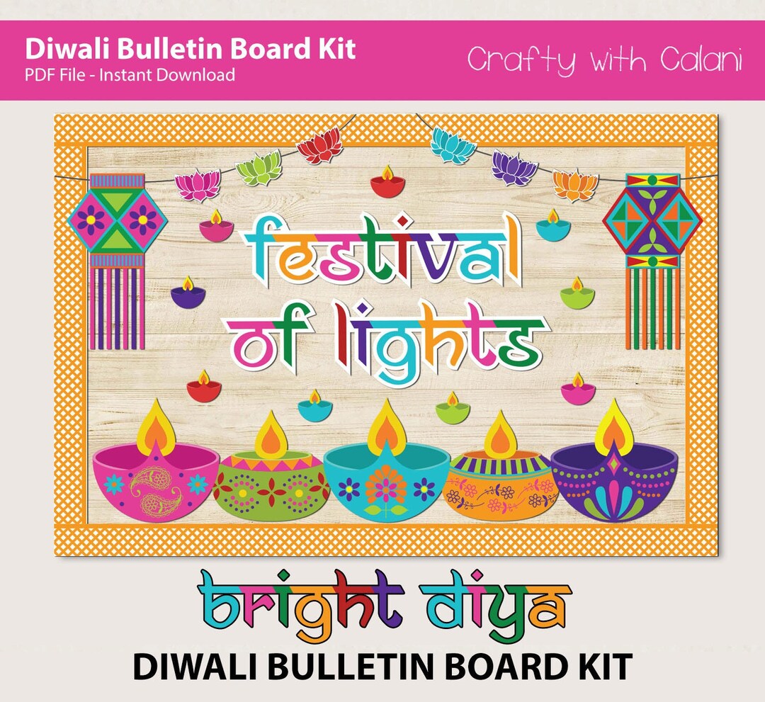Diwali Bulletin Board Kit, Deepavali Classroom Decor, Indian Diwali ...