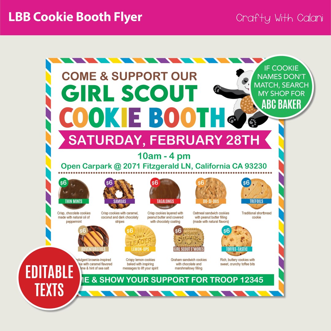 2025 Scout Cookie Cookie Booth Invite, LBB Cookie Booth Ad, Scout ...