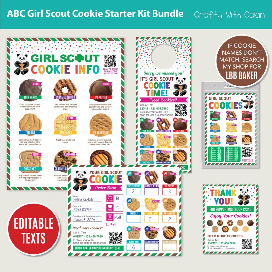 2025 Scout Cookie Printable Bundle, ABC Cookie Bundle, Cookie Lanyard ...