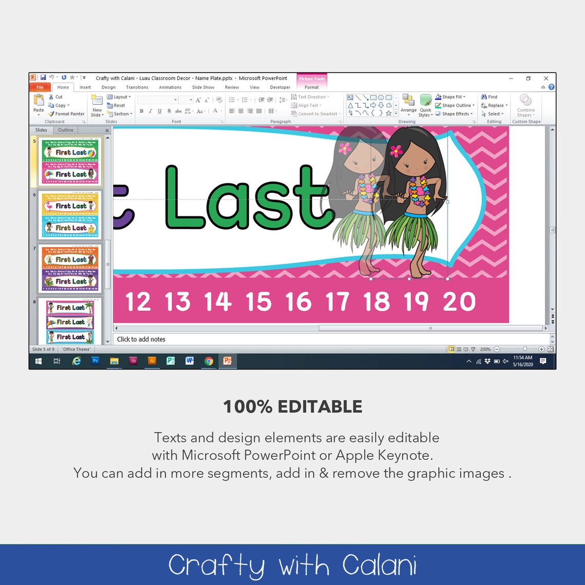 Classroom Name Plate Label Luau Classroom Hawaiian Classroom | Etsy