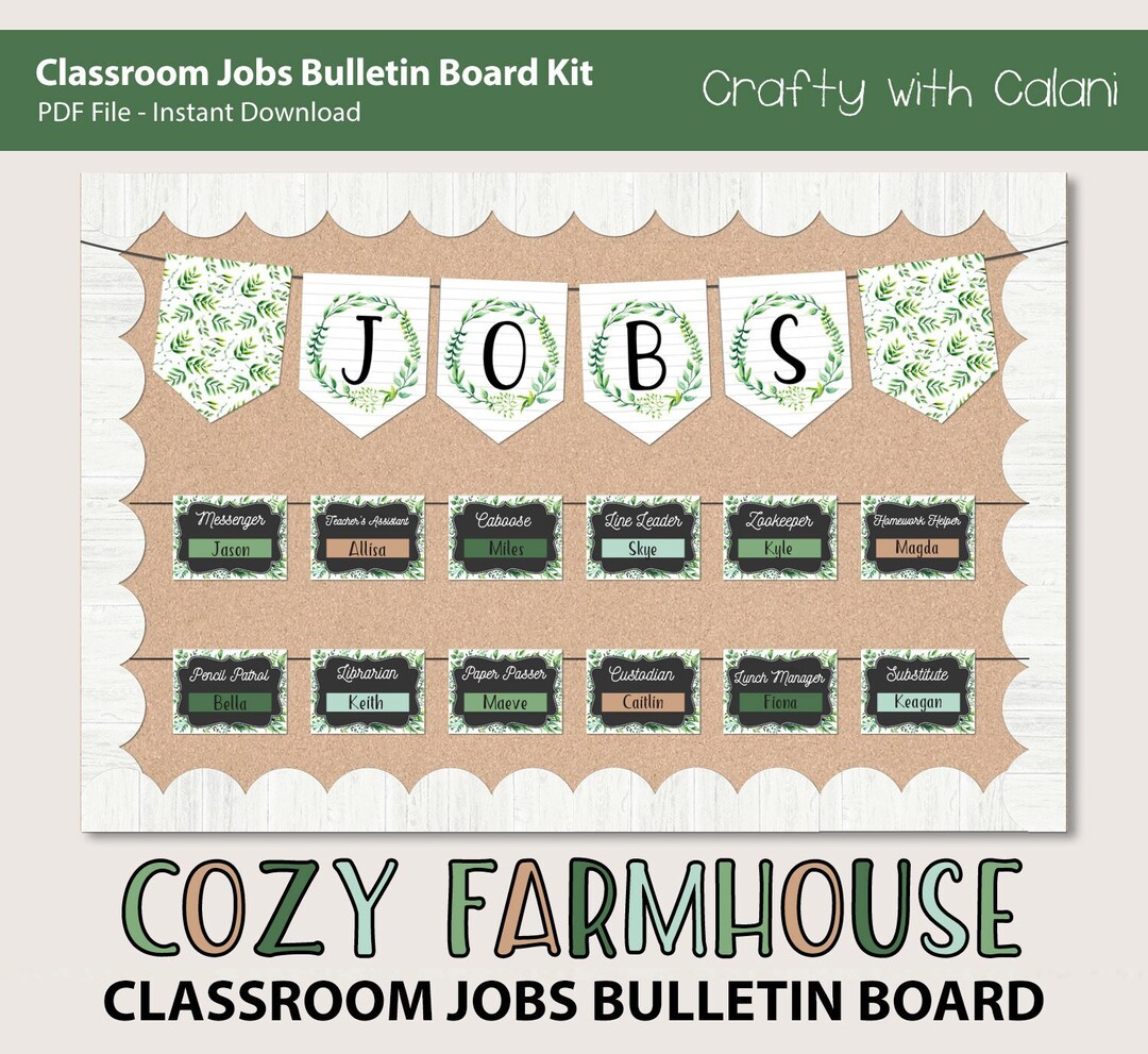 Farmhouse Classroom Jobs Display, Classroom Job Chart, Farmhouse Job ...