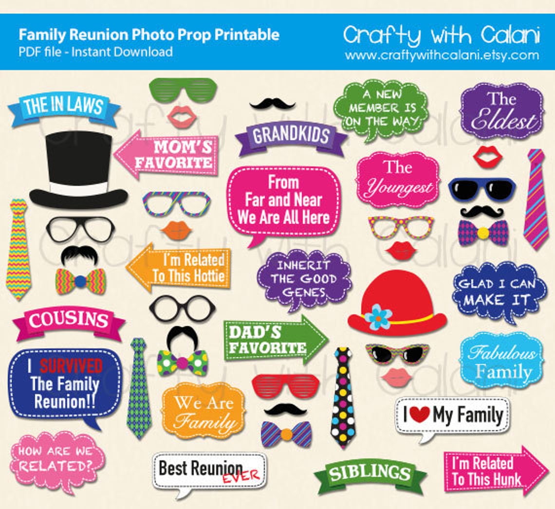 Family Reunion Photo Booth Props Family Reunion Party - Etsy Family Reunion Photo Booth Props Family Reunion Party - Etsy
