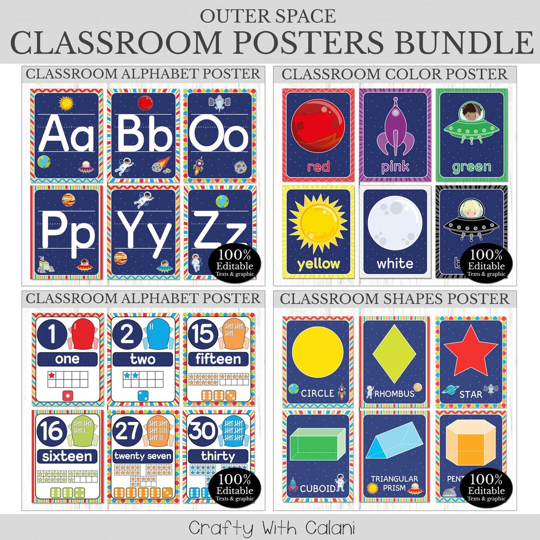 Color Poster, Basic Shape Poster, Number Poster, Alphabet Poster, Space ...