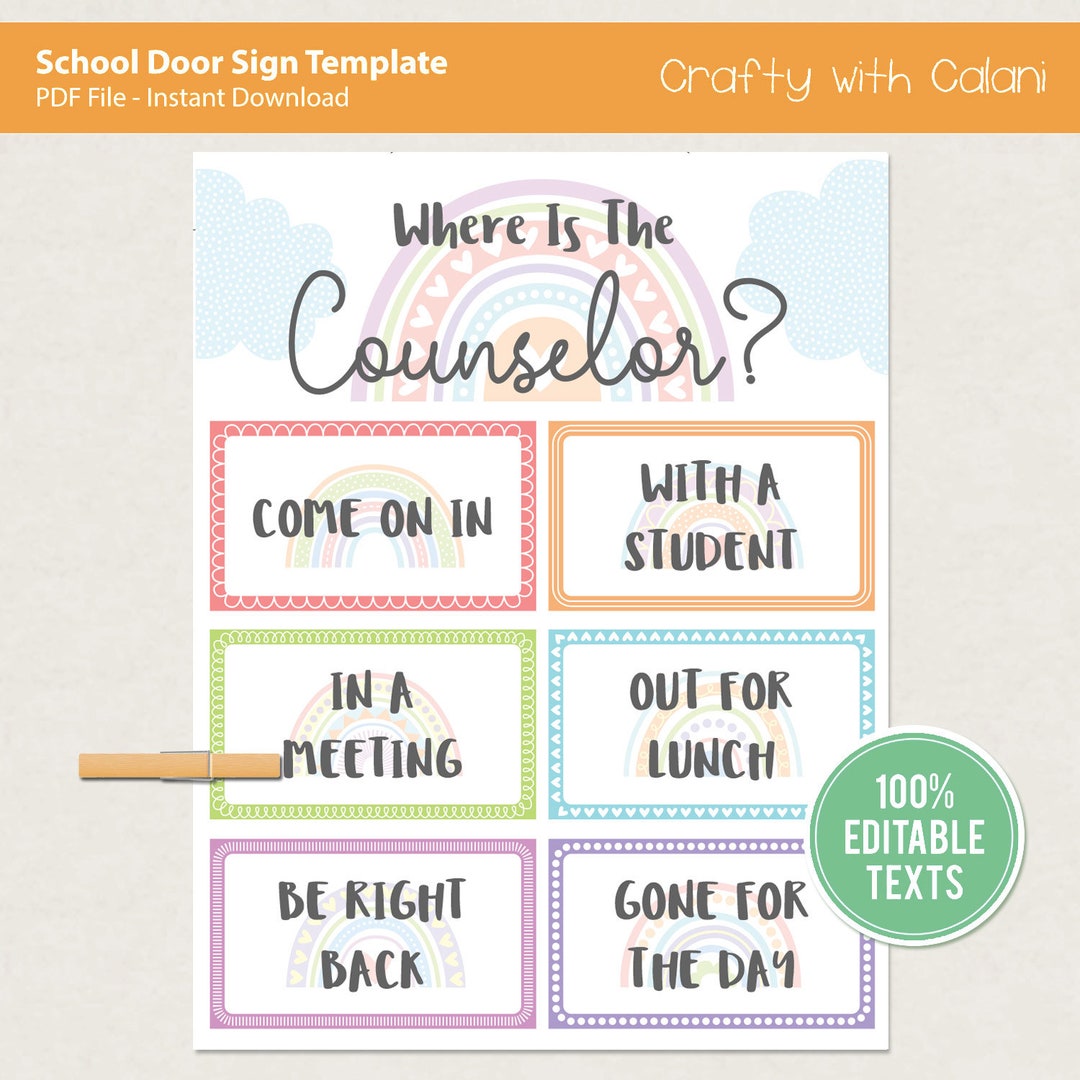 School Door Sign Template, Personalized Door Sign, Where is the ...