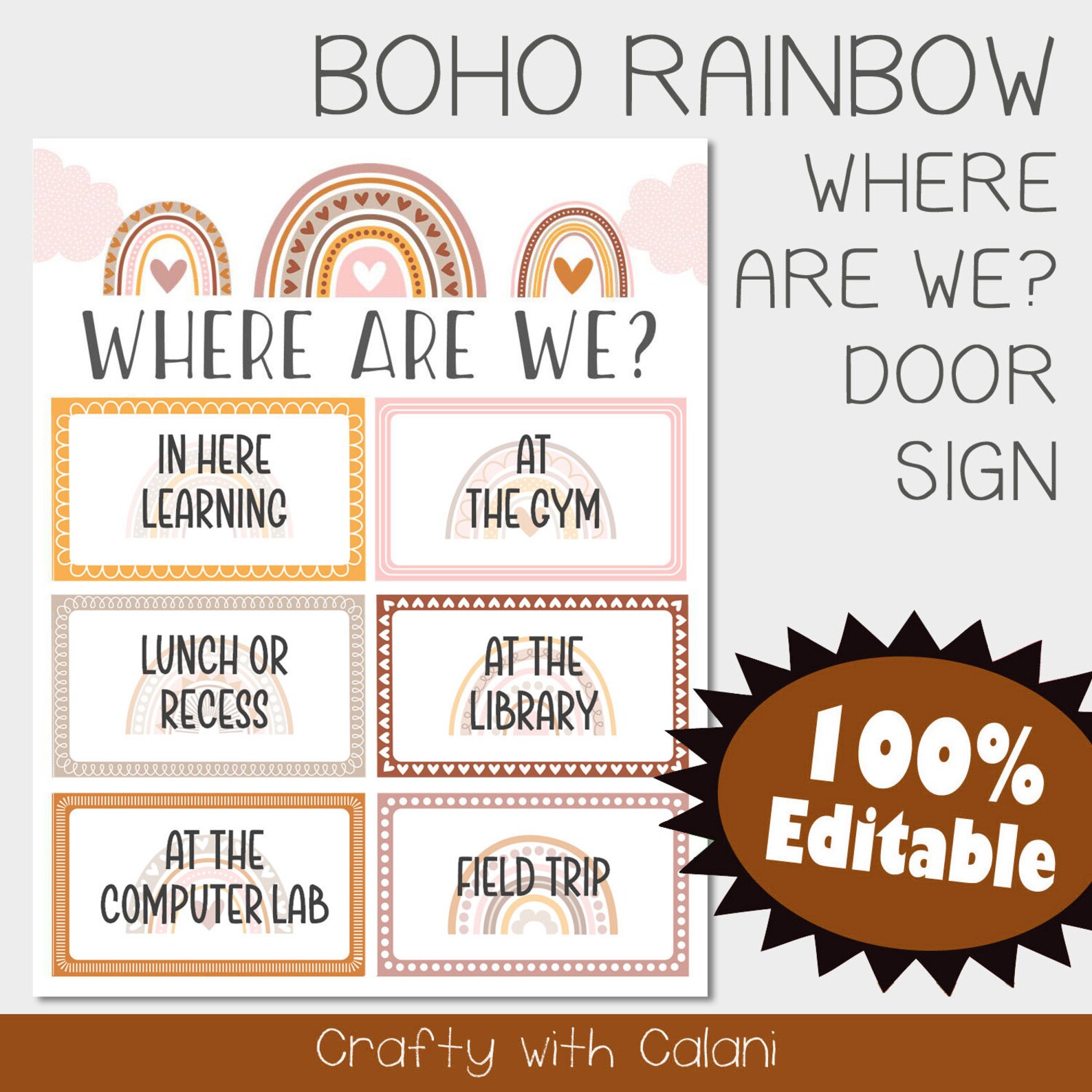 Classroom Door Sign Boho Rainbow Classroom Where Are We Door - Etsy