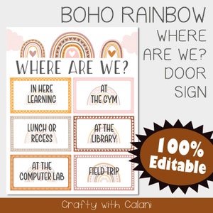 Classroom Door Sign Boho Rainbow Classroom Where Are We Door - Etsy