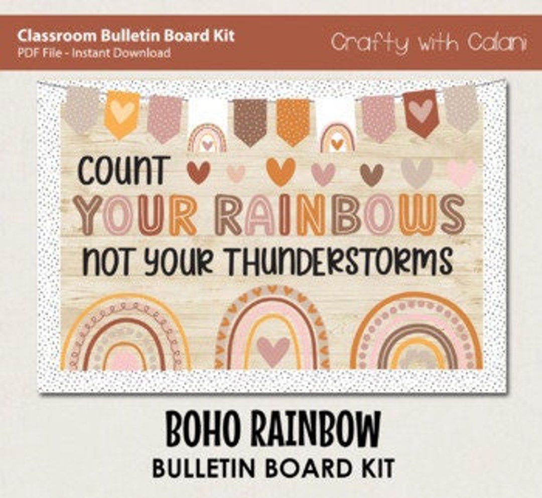 Boho Rainbow Bulletin Board Kit, Boho Rainbow Classroom Door Decor ...