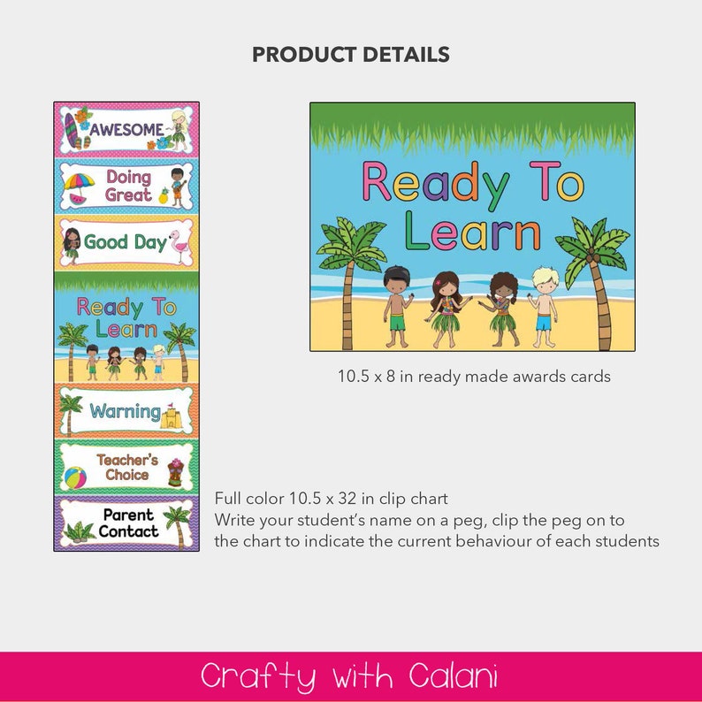 Classroom Behavior Chart Hawaiian Classroom Chart Luau | Etsy