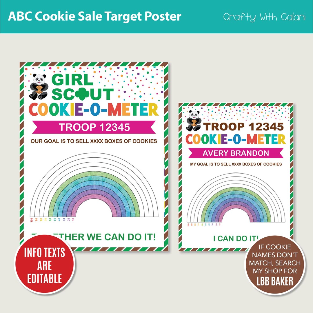 Girl Scout Cookie 2025 Goal Tracker, Troop Sale Tracker Poster, Cookie ...