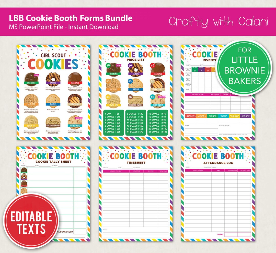 Girl Scout Cookie Booth Printable, Cookie Price List, Cookie Tally ...