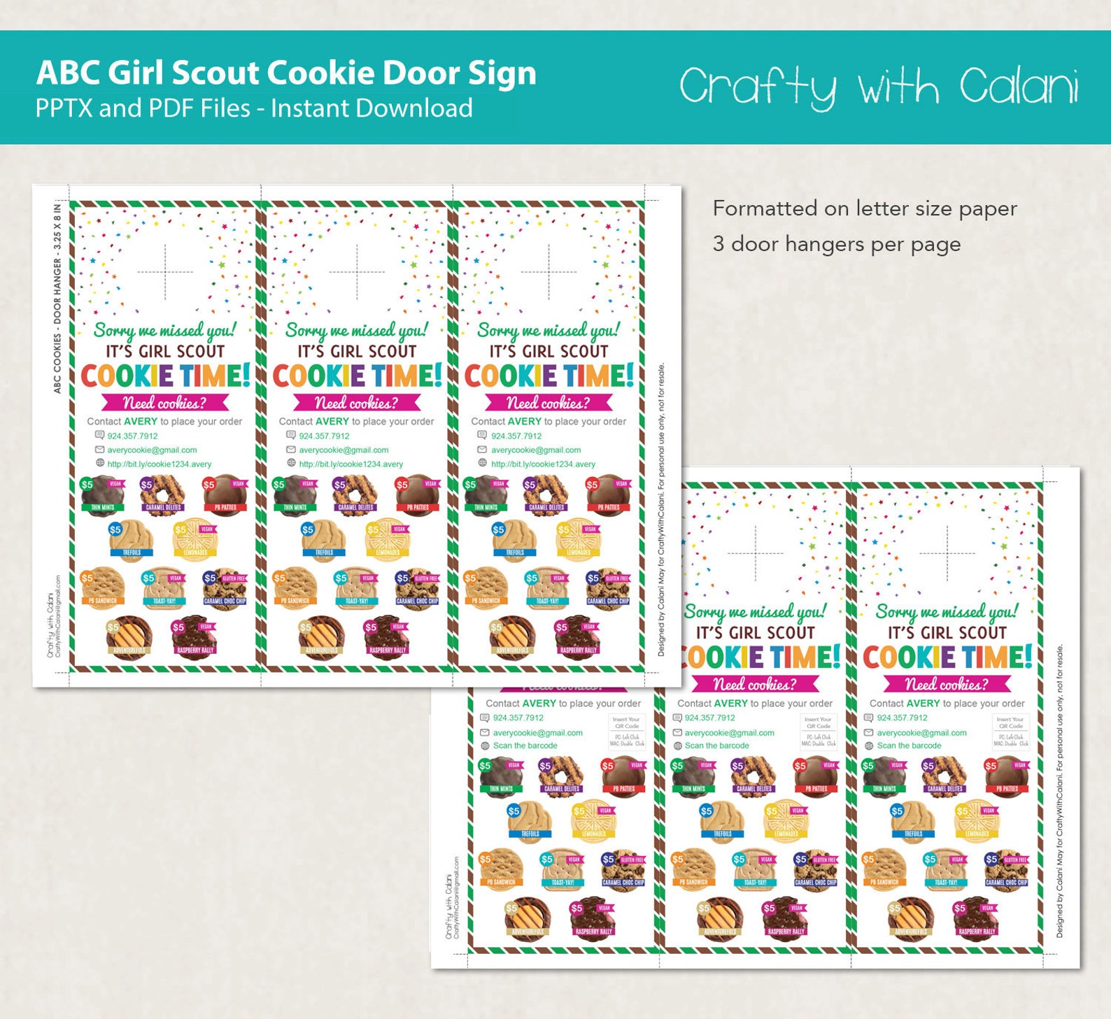 Girl Scout Cookie 2023 Door Hanger ABC Cookie Door Sign - Etsy