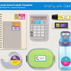 School Name Label Candy Shop School Label Template School - Etsy