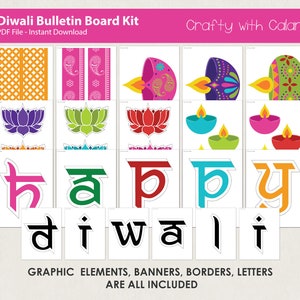Diwali Bulletin Board Kit, Deepavali Classroom Decor, Indian Diwali ...