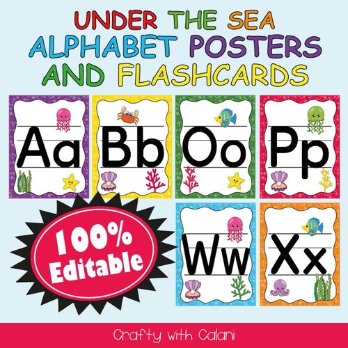 Printable UNDER the SEA Ocean Theme ABC Alphabet Posters - Etsy
