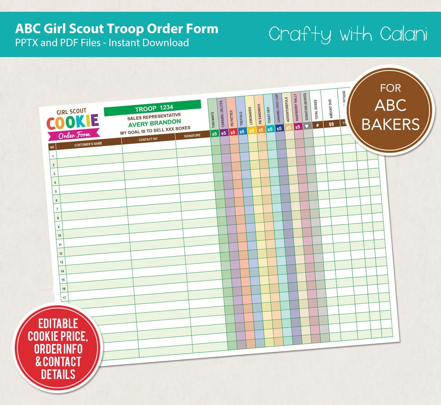 2022 Girl Scout Cookie Order Form