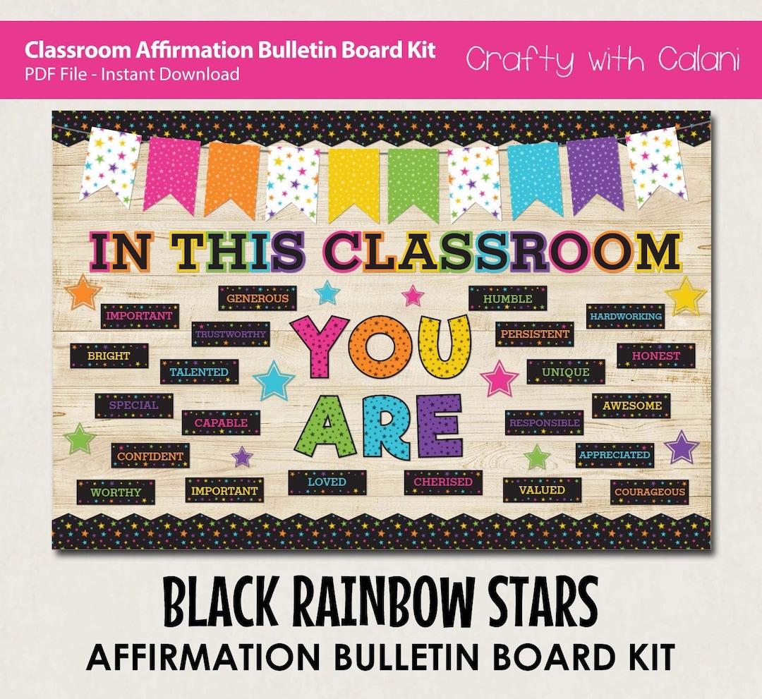 Positive Affirmation Bulletin Board Kit, Classroom Door Decor, Rainbow ...