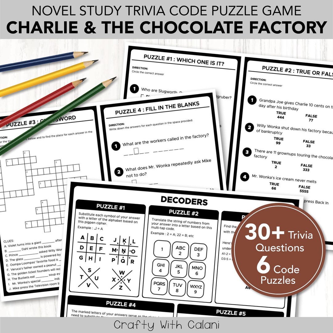 Charlie and the Chocolate Factory Trivia Puzzle, Escape Room, Novel ...