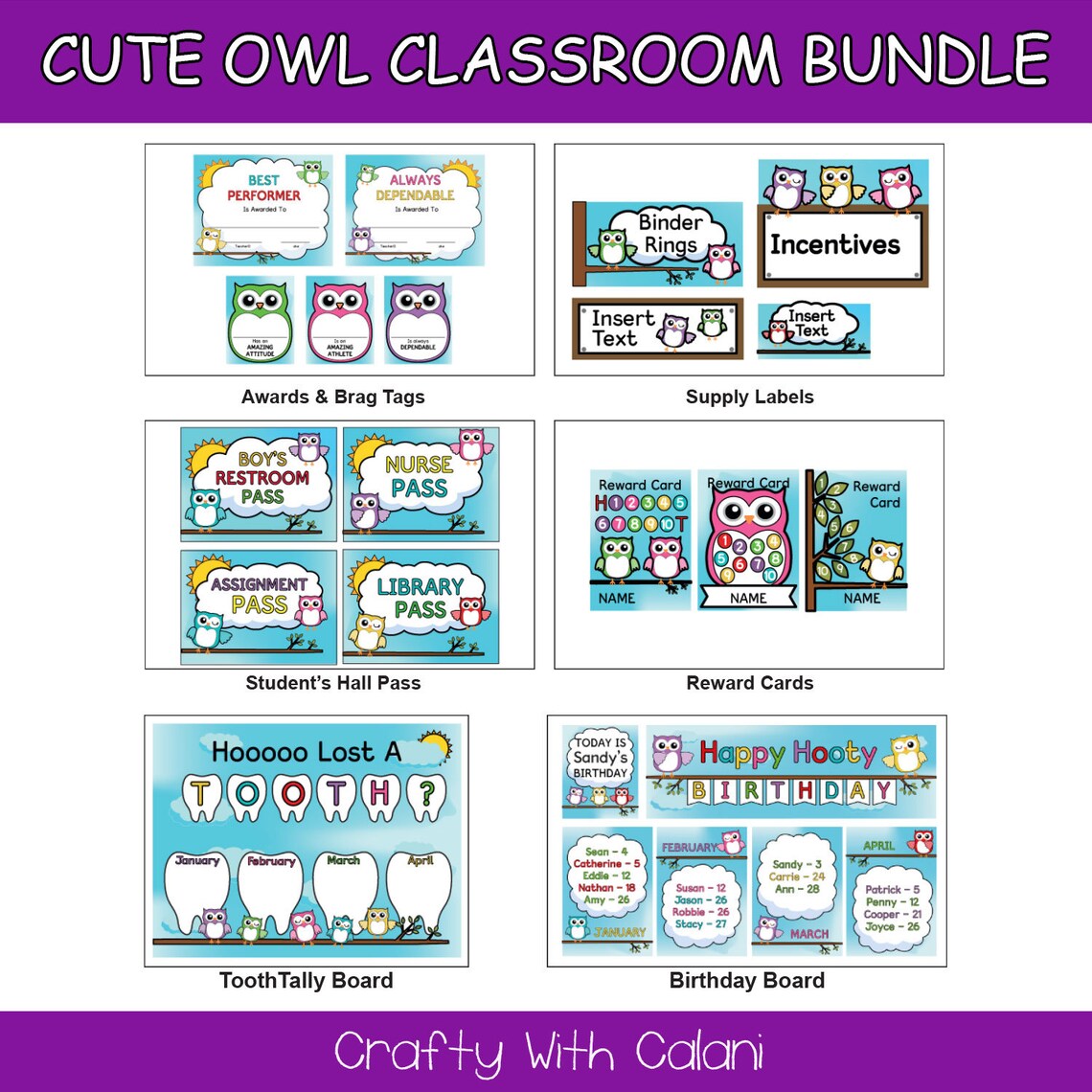Classroom Decoration Bundle Cute Owl Classroom Owl Classroom | Etsy