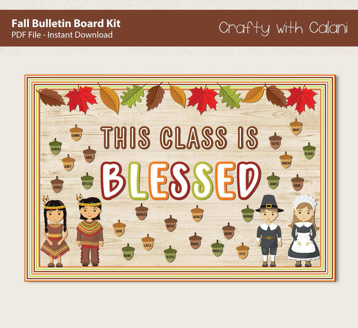 Thanksgiving Bulletin Board Kit Pilgrim Bulletin Board Fall - Etsy