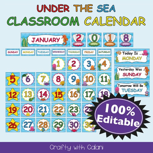 Ocean Under the Sea Theme Classroom Calendar - Etsy