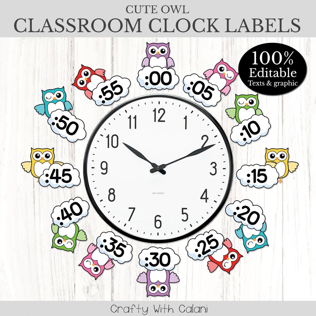 Clock Label Classroom Decoration, Owl Classroom Theme, Telling Time ...