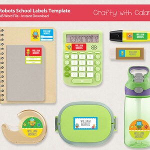 School Name Label, Robots School Label Template, Robots Name Label ...