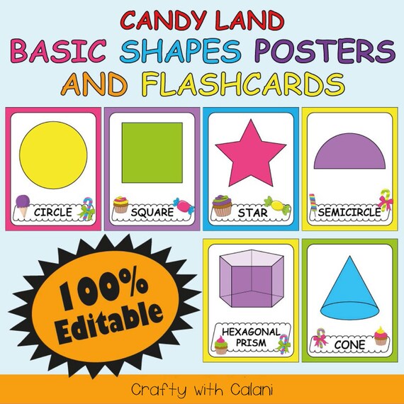 Shapes Poster Classroom Decoration Candy Theme Classroom | Etsy