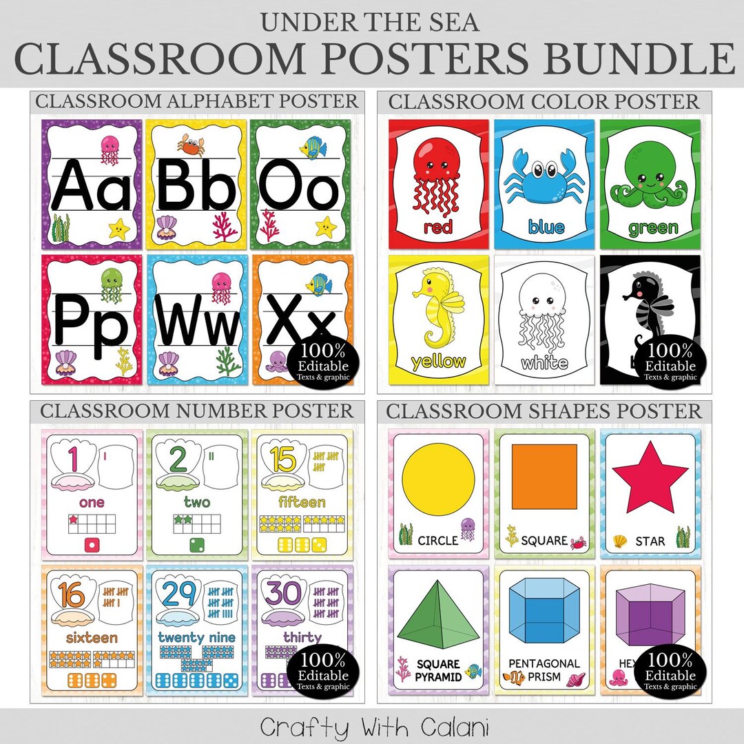 Color Poster, Basic Shape Poster, Number Poster, Alphabet Poster, Ocean ...