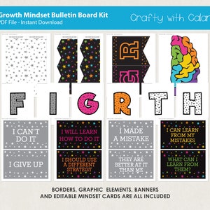 Growth Mindset Bulletin Board Kit, Rainbow Star Classroom Display ...
