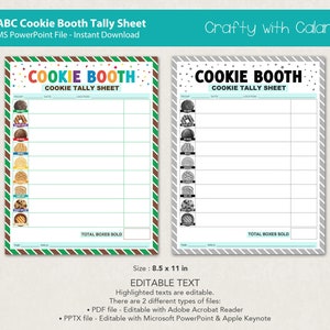 Girl Scout Cookie Booth Printable, 2024 ABC Cookie Booth Tally Sheet ...