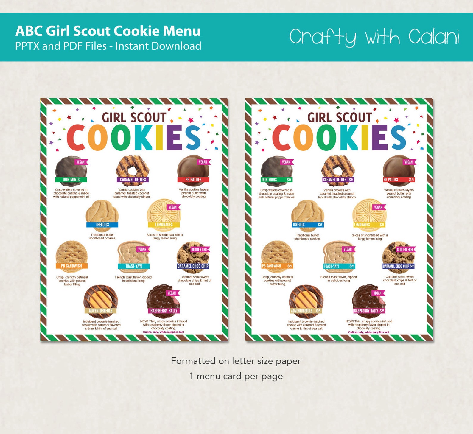 Girl Scout Cookie 2023 Menu Abc Scout Cookie Flyer Girl Etsy