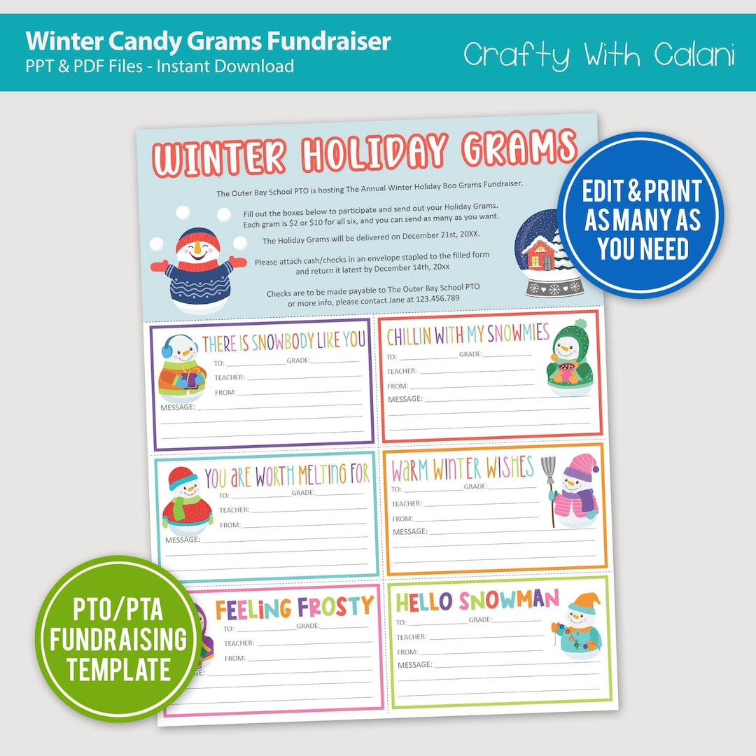 Winter Candy Grams Template, Winter Holiday Grams, PTA PTO Fundraiser ...