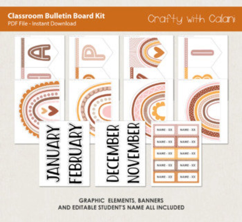 Boho Rainbow Bulletin Board Kit Rainbow Classroom Birthday - Etsy