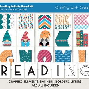 Reading Bulletin Board Kit, Classroom Bulletin Board, Gnomes Themed ...