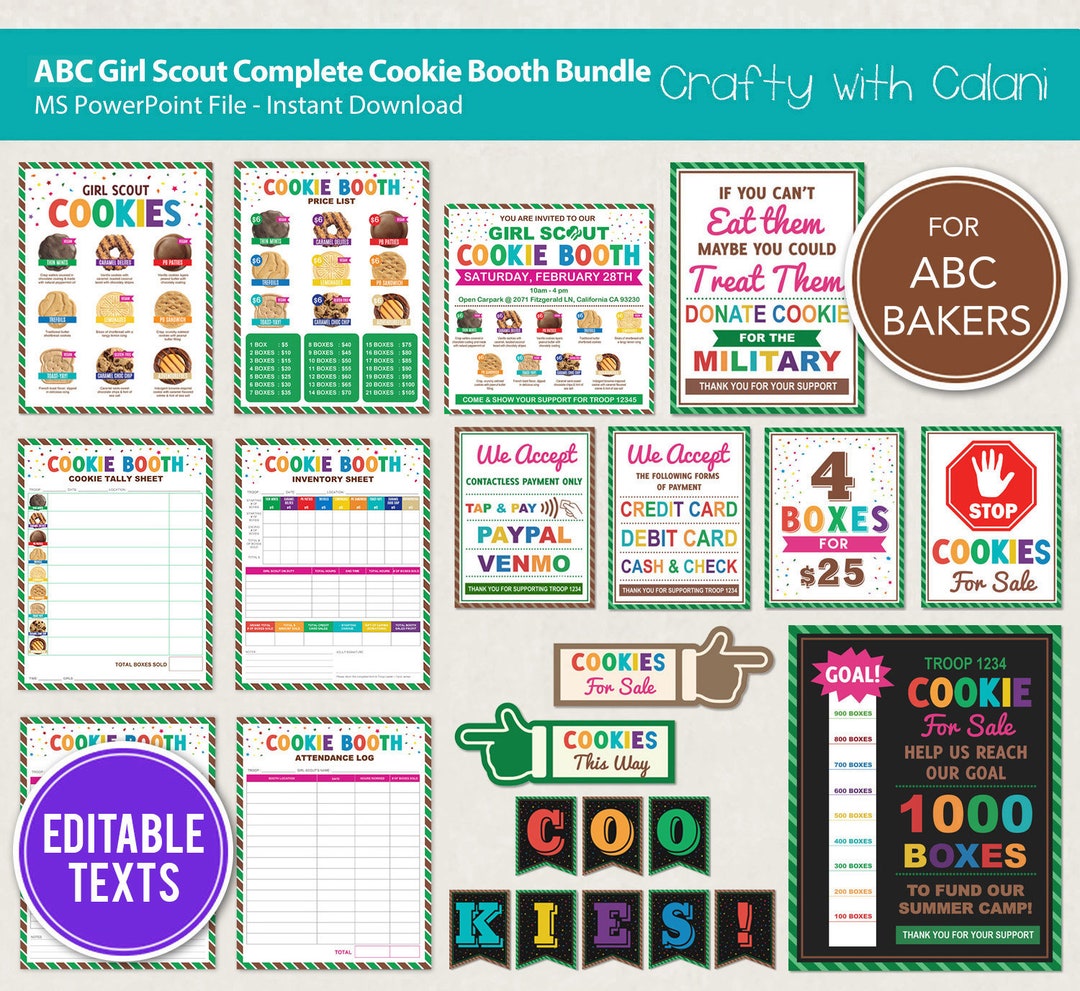 Girl Scout Cookie 2024 Booth Printable, Cookie Booth Poster, Cookie ...
