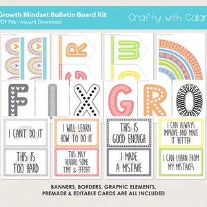 Growth Mindset Bulletin Board, Pastel Rainbow Classroom Display, Change ...