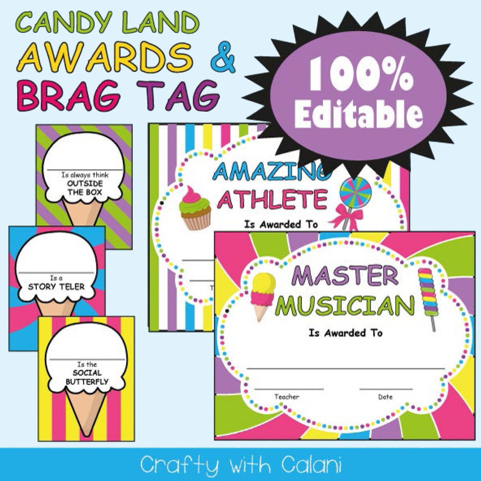 Awards and Brag Tags Candy Themed Classroom Classroom Awards - Etsy