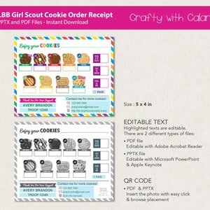 Girl Scout Cookie 2024 Receipt Template, LBB Cookie Order Recap, Scout ...