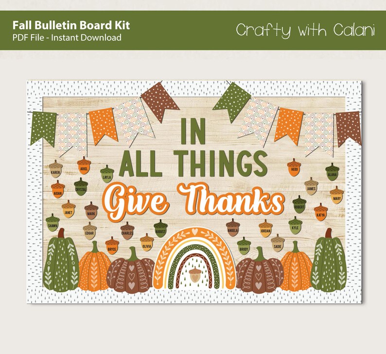 Thanksgiving Bulletin Board Kit Rainbow Bulletin Board Fall - Etsy